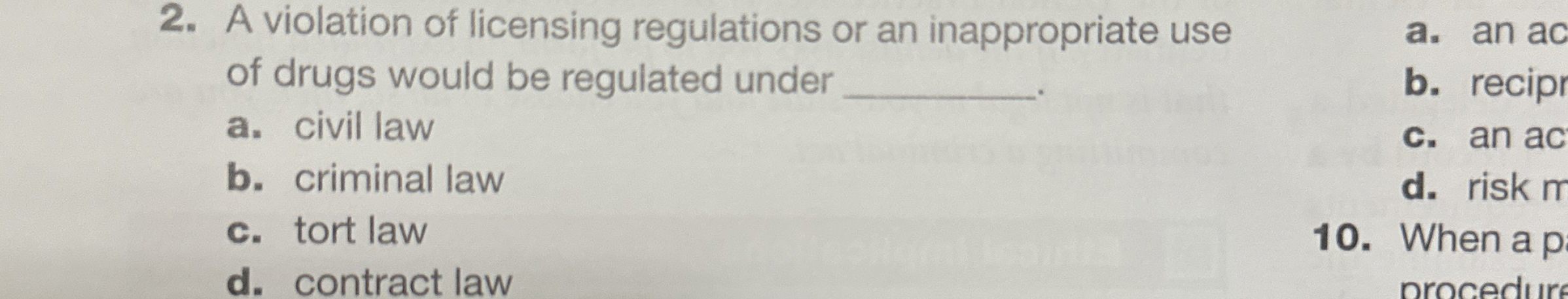 Solved A violation of licensing regulations or an | Chegg.com