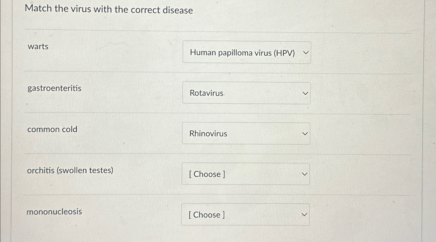 Solved Match the virus with the correct | Chegg.com