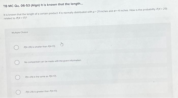 Solved TB MC Qu. 06-53 (Algo) It is known that the length... | Chegg.com
