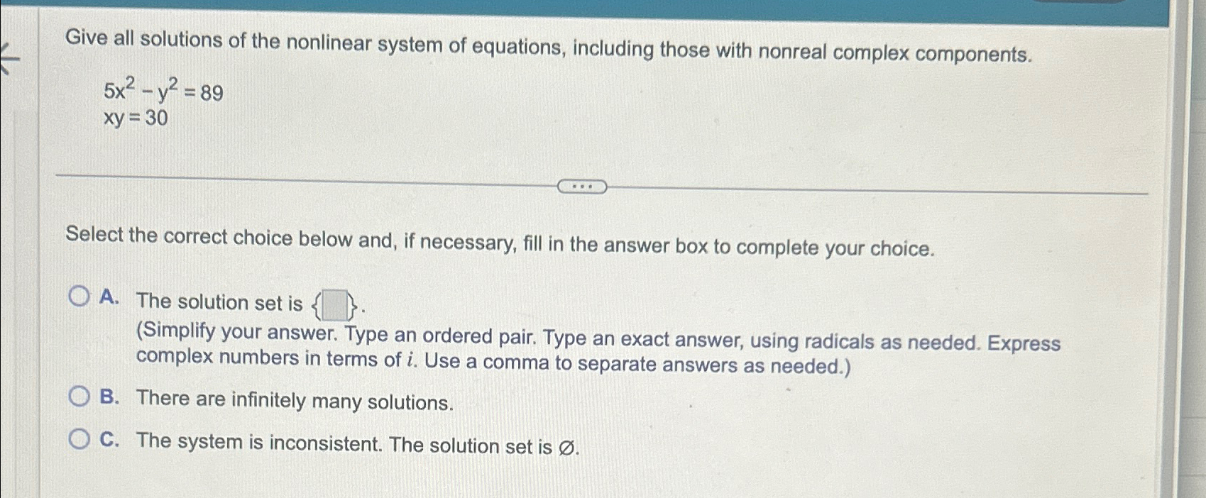 Solved Give all solutions of the nonlinear system of | Chegg.com Solved Give all solutions of the nonlinear system of | Chegg.com