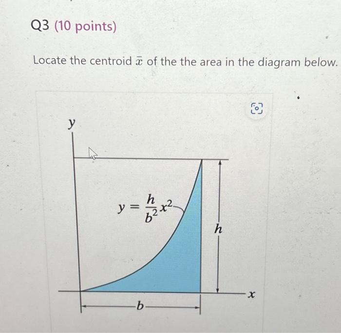 Solved Locate the centroid xˉ of the the area in the diagram | Chegg.com