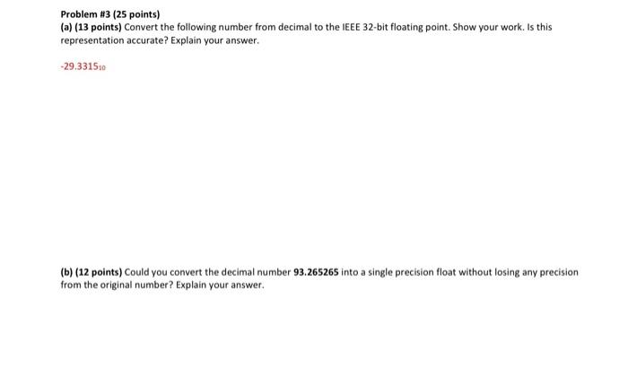 Solved Problem \#3 (25 points) (a) (13 points) Convert the | Chegg.com Solved Problem \#3 (25 points) (a) (13 points) Convert the | Chegg.com