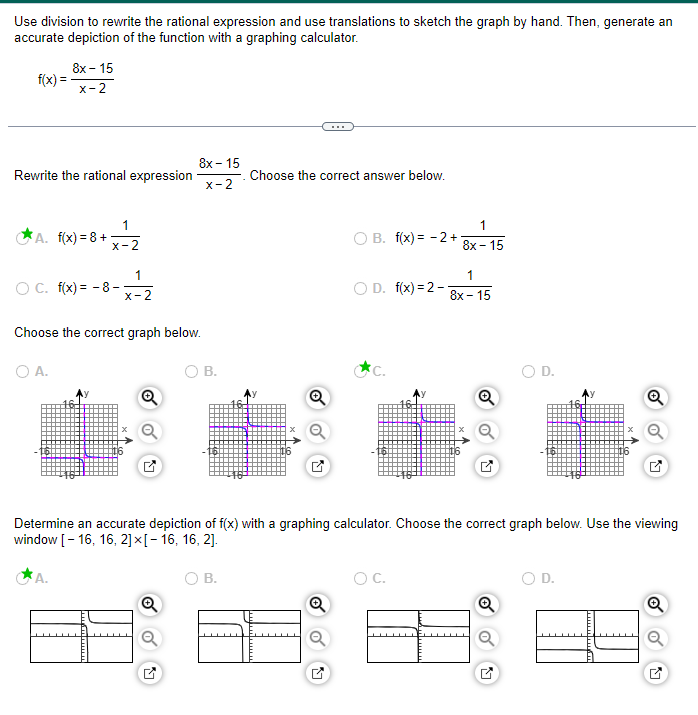 Solved Use division to rewrite the rational expression and | Chegg.com