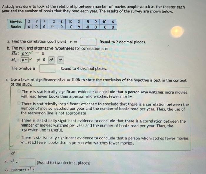 Solved A study was done to look at the relationship between | Chegg.com