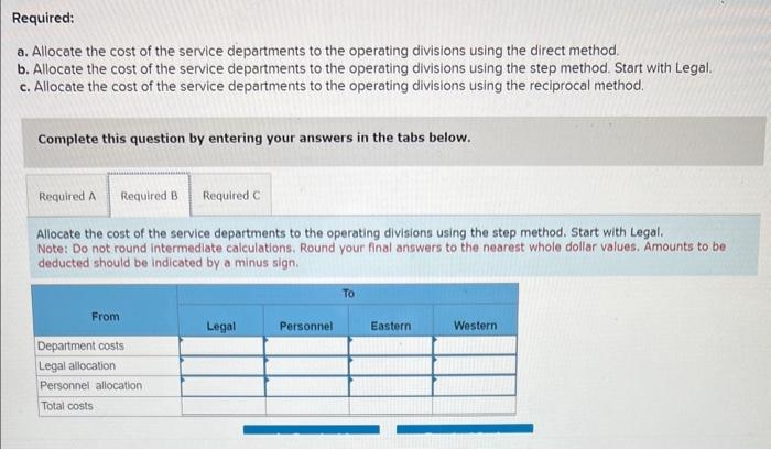 Solved Problem 11-57 (Algo) Comparison of Allocation Methods | Chegg.com