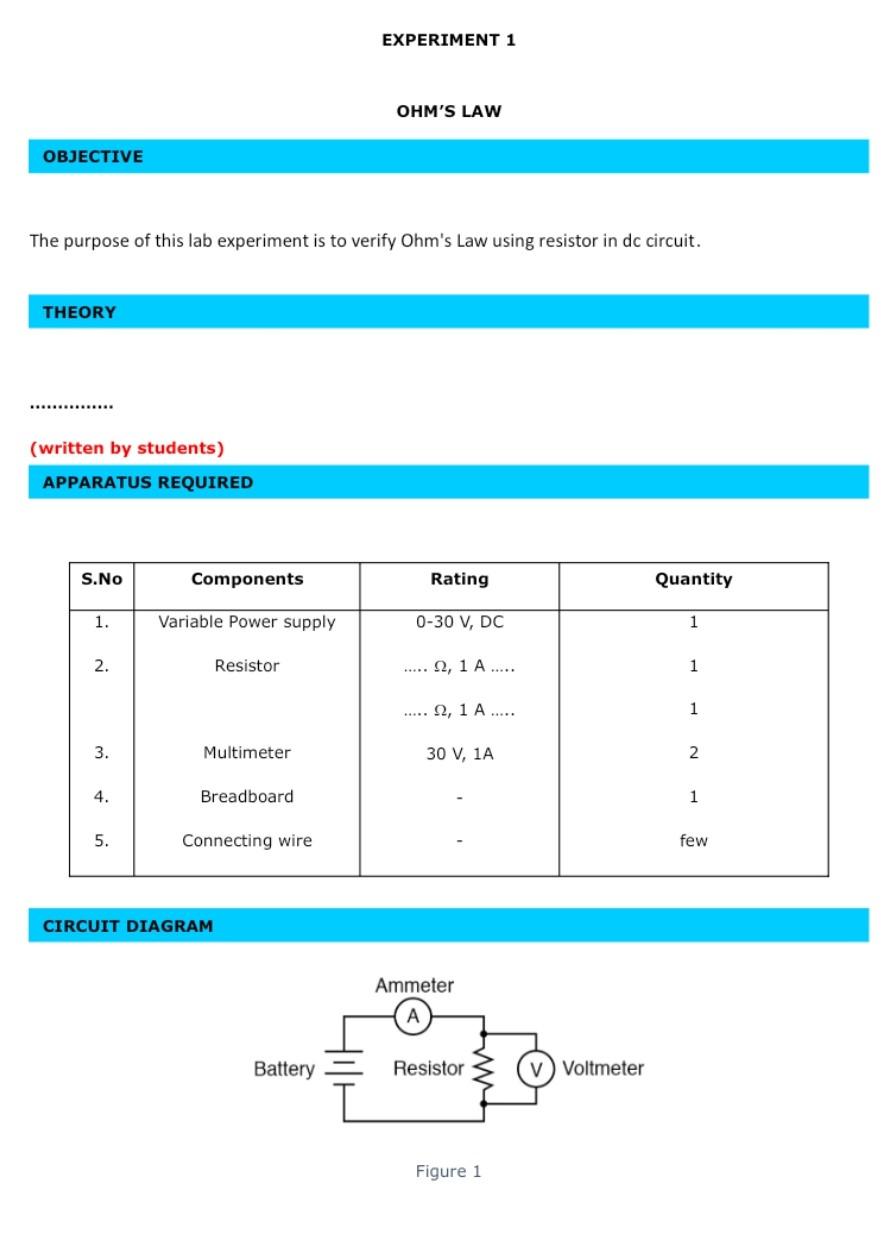 Solved The purpose of this lab experiment is to verify Ohm's | Chegg.com