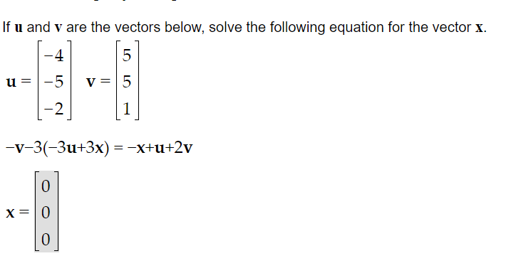 Solved If u ﻿and v ﻿are the vectors below, solve the | Chegg.com