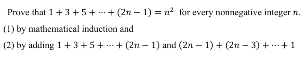 Solved Prove that 1+3+5+cdots+(2n-1)=n2 ﻿for every | Chegg.com