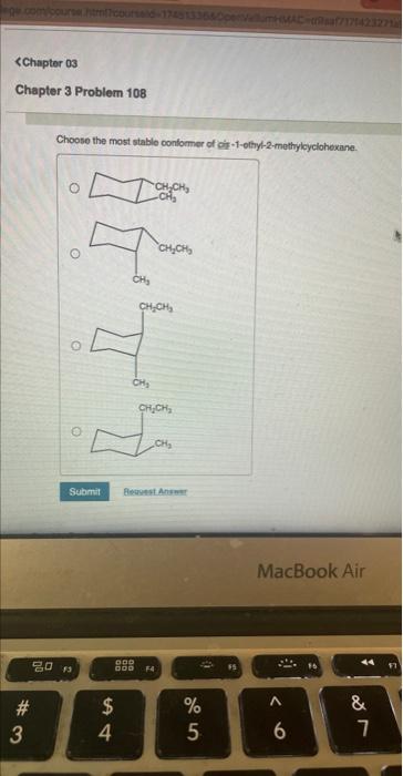 Solved Choose the most stablo conformer of | Chegg.com