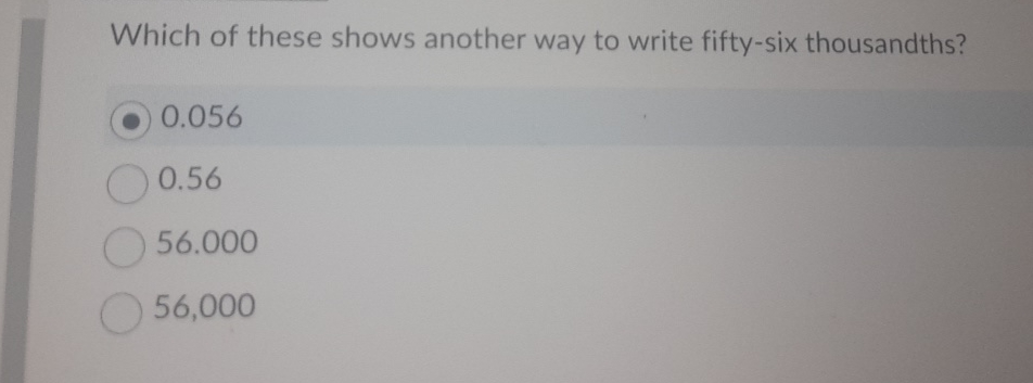 Solved Which of these shows another way to write fifty-six | Chegg.com