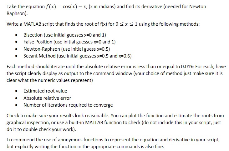 Solved Secant Method Use Initial Guesses X 0 5 and