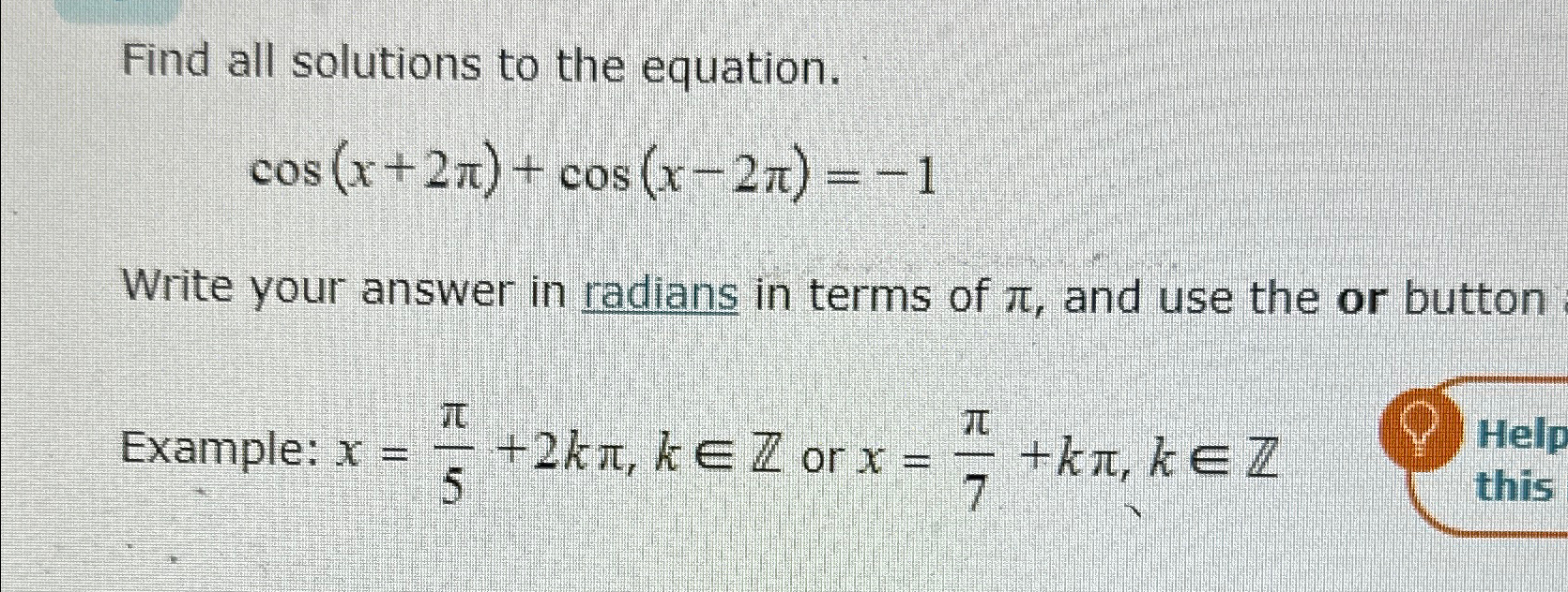 Solved Find all solutions to the | Chegg.com
