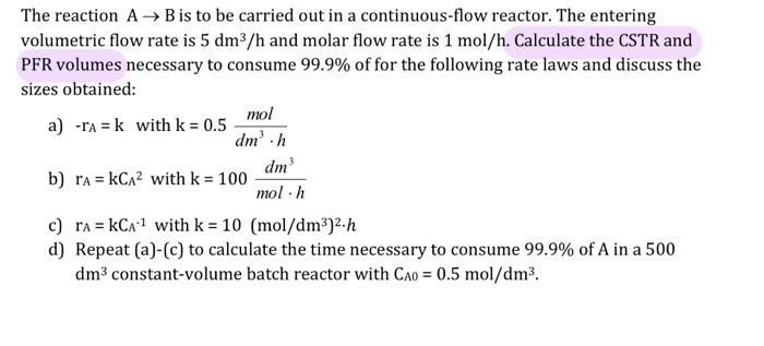 Solved The reaction \\( \\mathrm{A} \\rightarrow \\mathrm{B} | Chegg.com