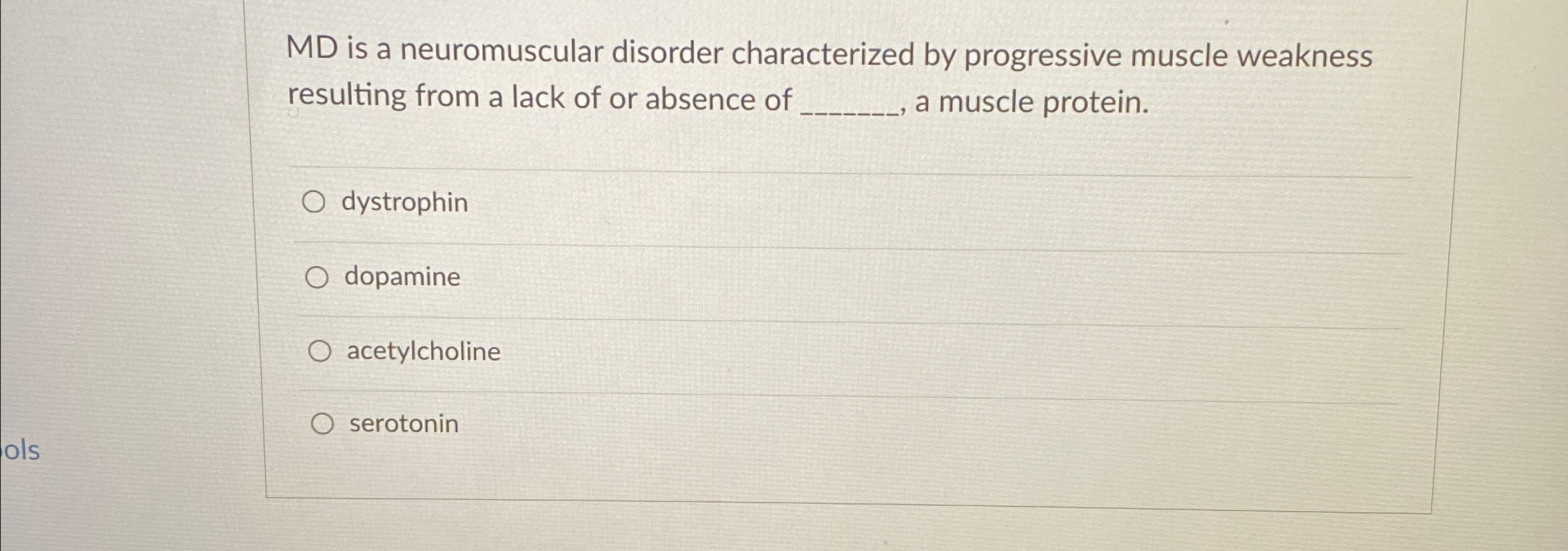 Solved MD is a neuromuscular disorder characterized by | Chegg.com