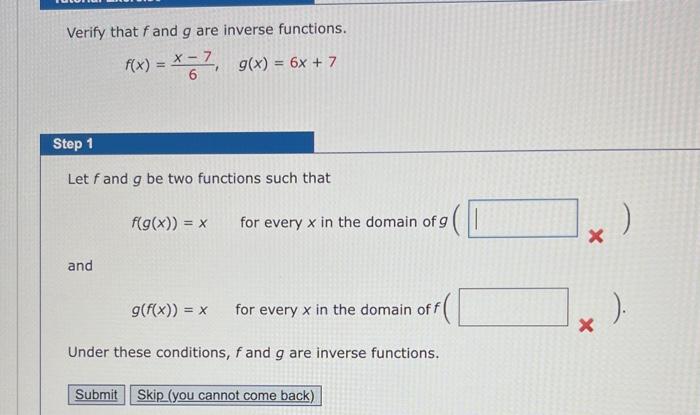 Solved Verify that f and g are inverse functions. | Chegg.com