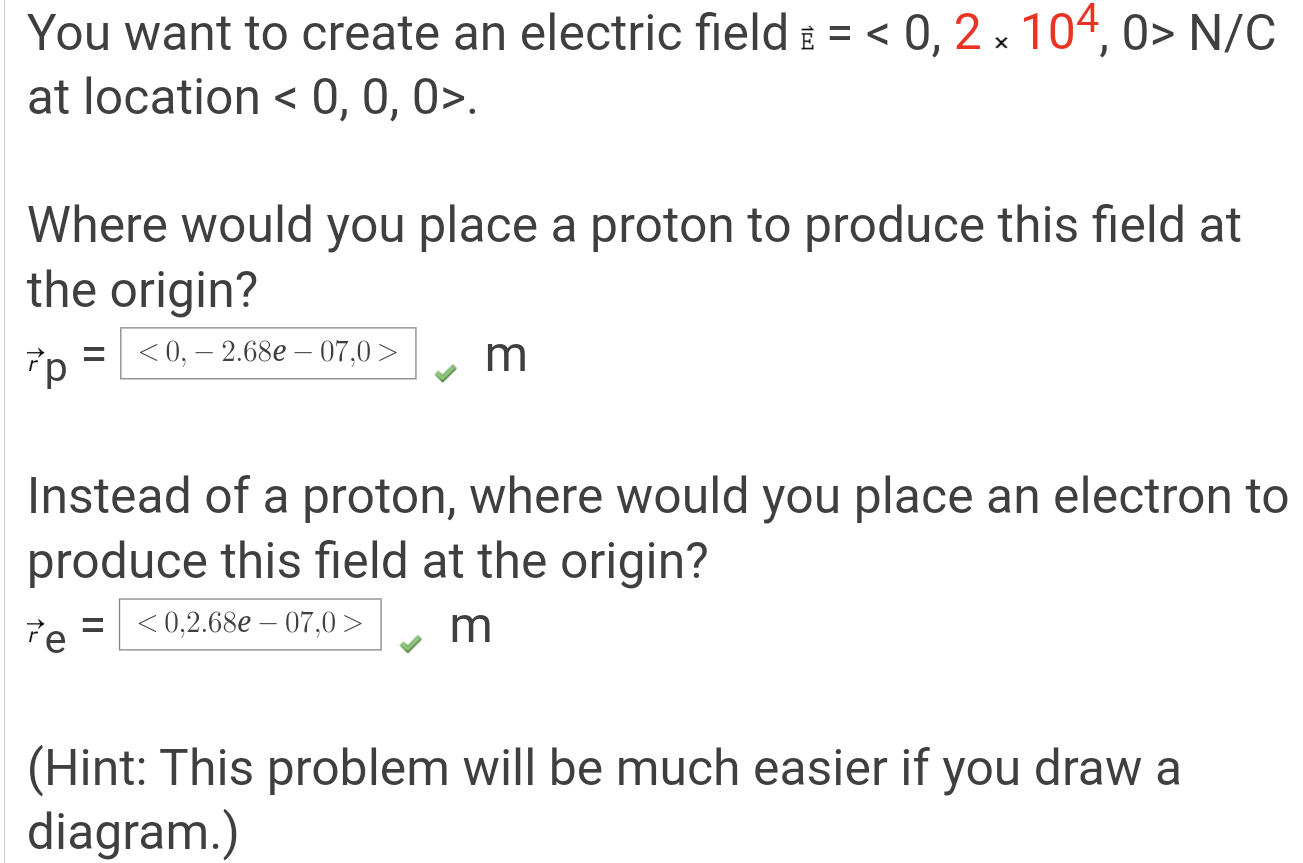Solved You want to create an electric field E