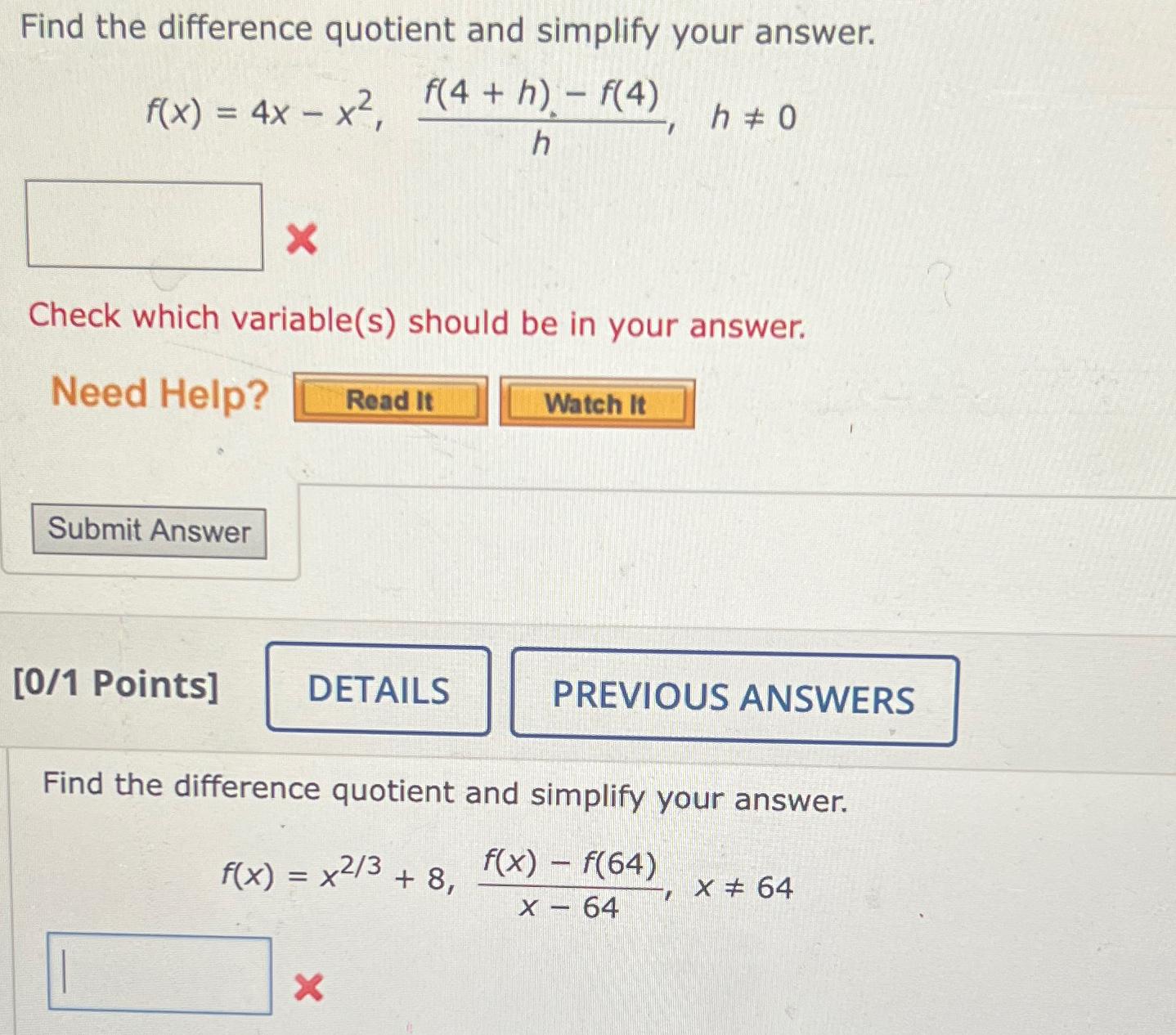Solved Find the difference quotient and simplify your | Chegg.com
