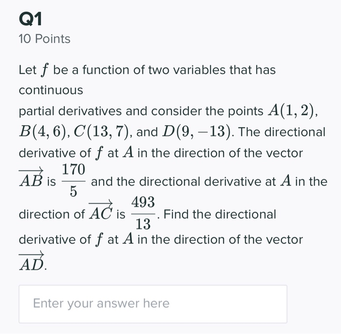 Solved Q1 10 Points Let f be a function of two variables | Chegg.com