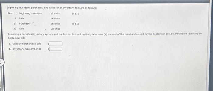 Solved Beginning inventory, purchases, and sales for an | Chegg.com