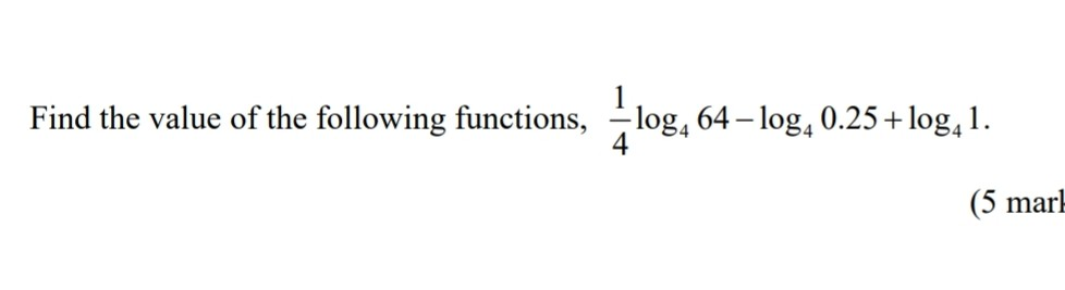 Solved Find the value of the following functions, - log, 64 | Chegg.com