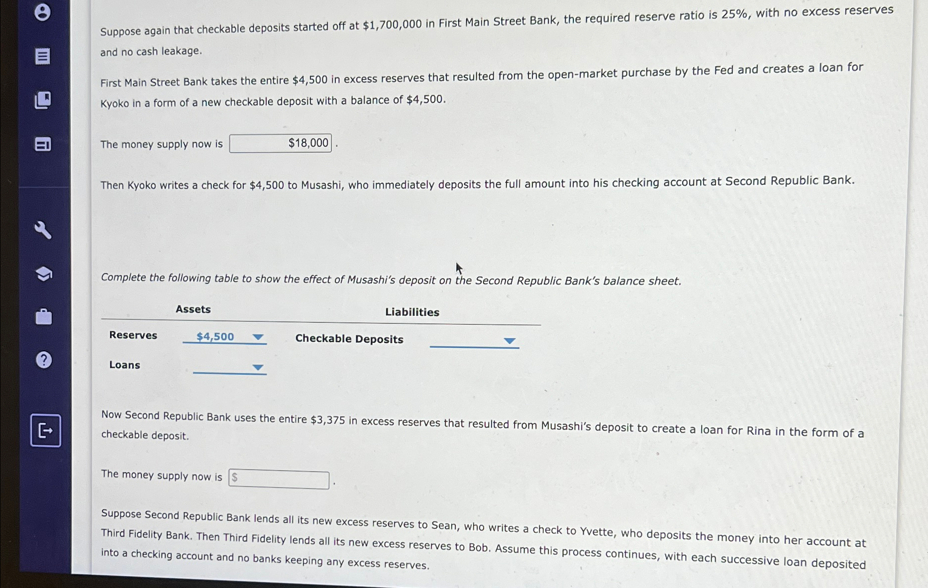Solved Suppose again that checkable deposits started off at | Chegg.com