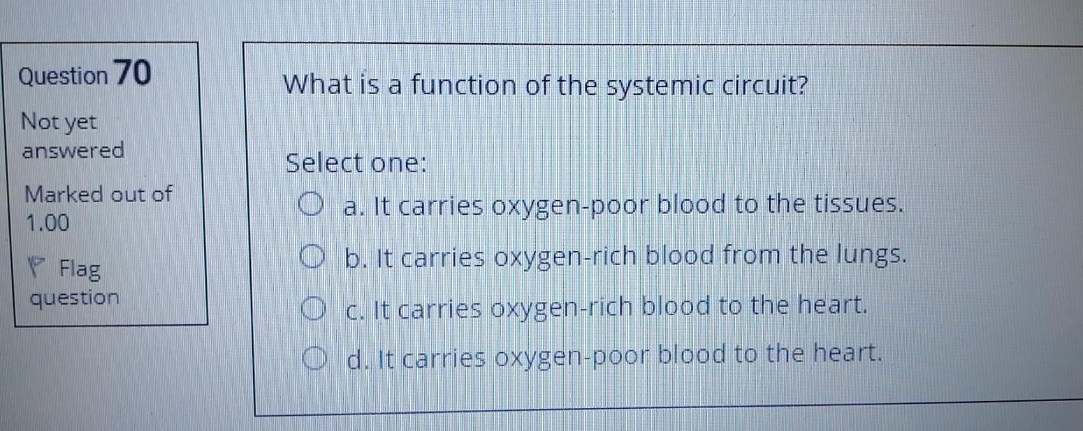 Solved Question 70 What is a function of the systemic | Chegg.com