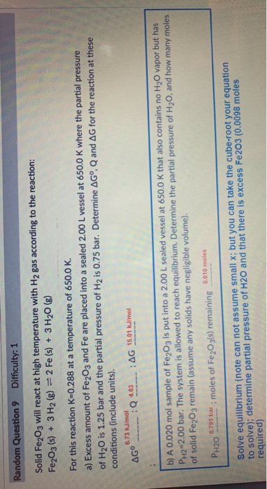 Solved Random Question 9 Difficulty: 1 Solid Fe2O3 will | Chegg.com