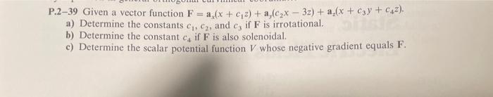 Solved P.2-39 Given a vector function | Chegg.com