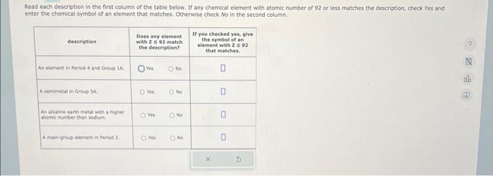 Solved Read each description in the first column of the | Chegg.com