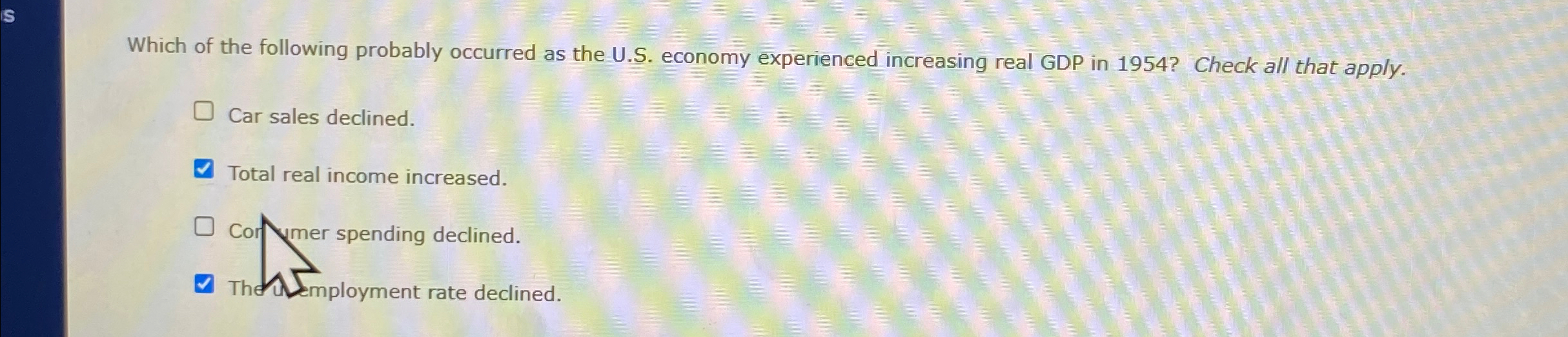 Solved Which of the following probably occurred as the U.S. | Chegg.com