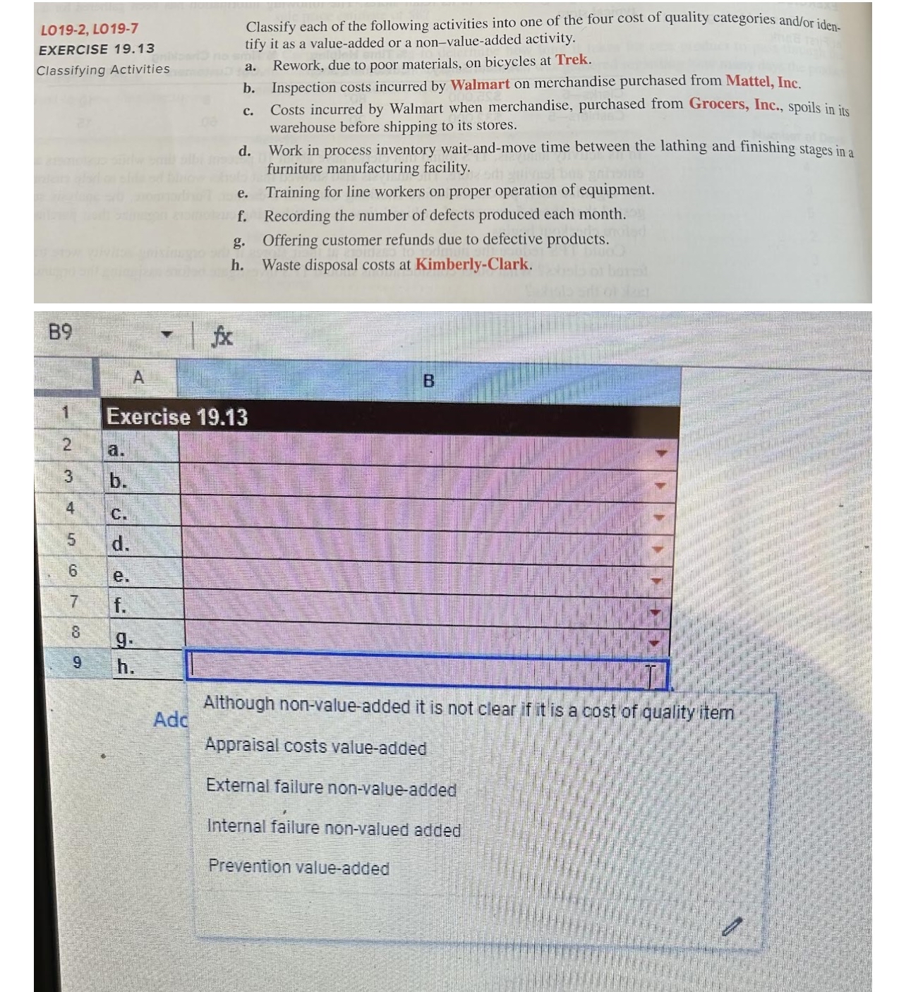 Solved LO19-2, ﻿LO19-7EXERCISE 19.13Classifying | Chegg.com