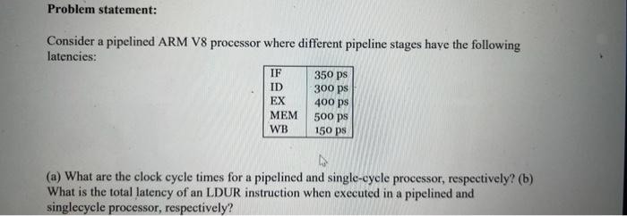 Solved Problem statement: Consider a pipelined ARM V8 | Chegg.com