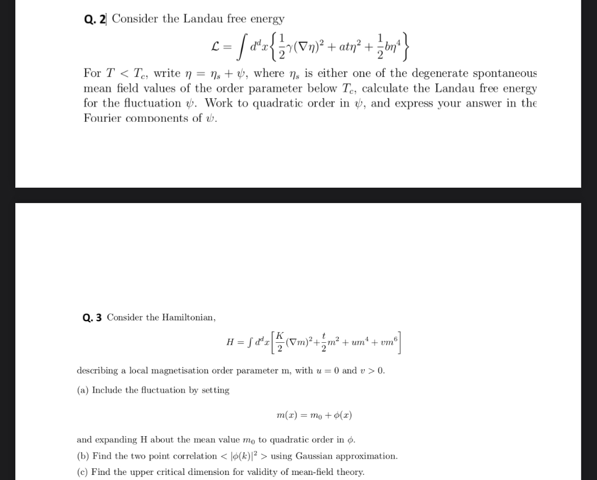 Solved Q. 2 ﻿Consider the Landau free | Chegg.com