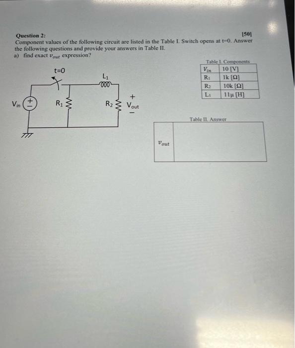 Solved Component values of the following circuit are listed | Chegg.com