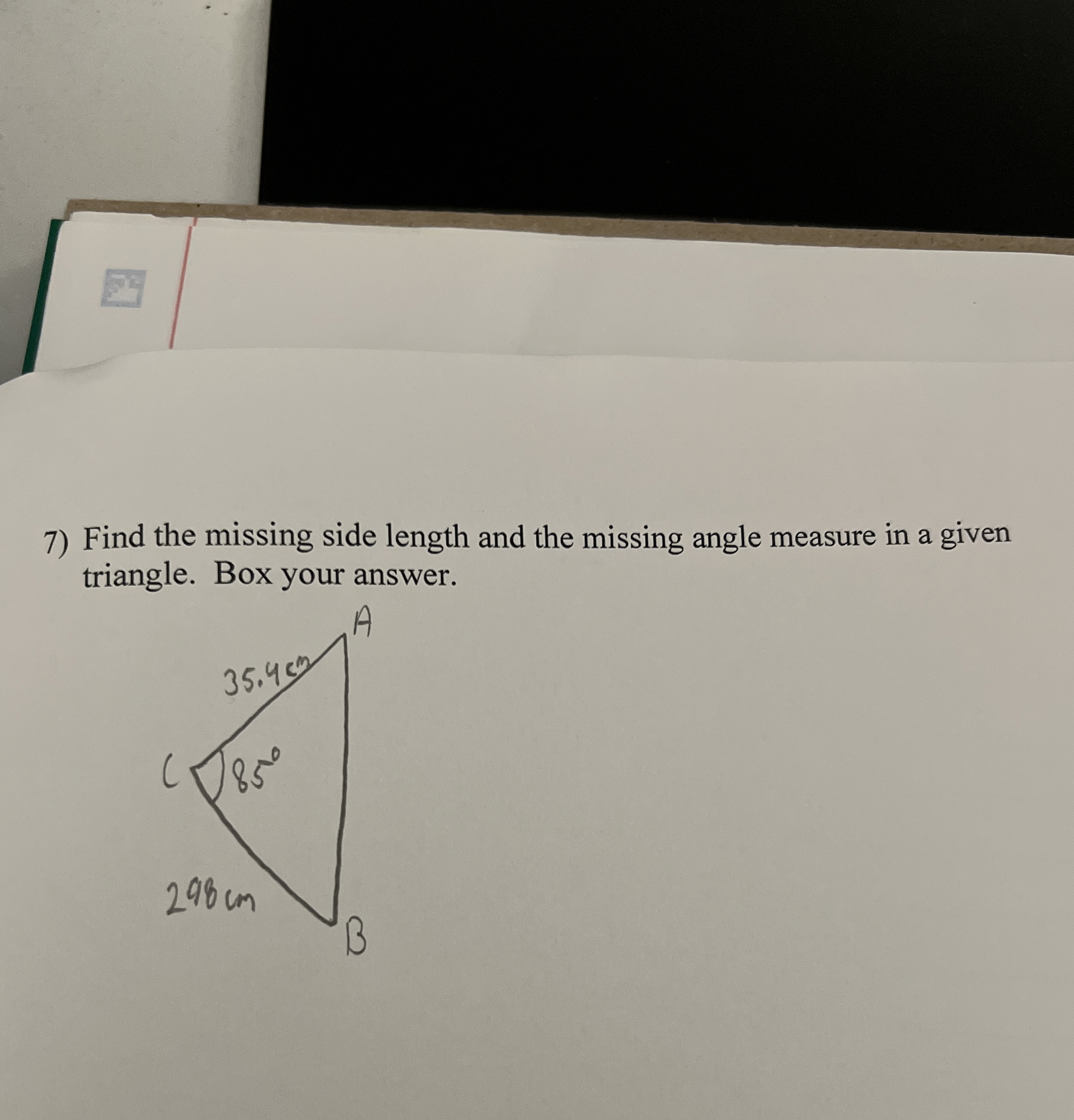 Find the missing side length and the missing angle | Chegg.com