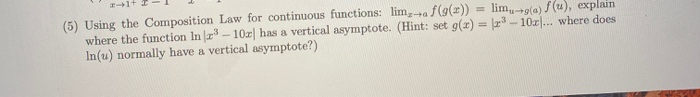 Solved (5) Using the Composition Law for continuous | Chegg.com