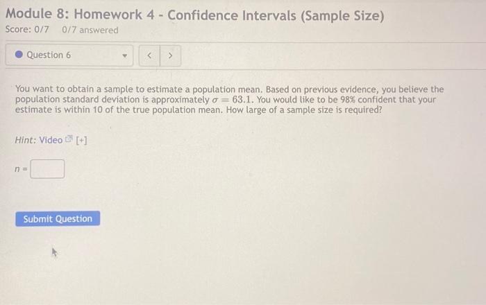 Solved Module 8 : Homework 4 - Confidence Intervals (Sample | Chegg.com