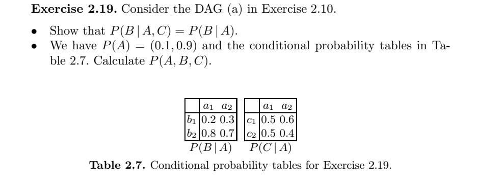 Consider the DAG (a) in Exercise 2.10. • Show that | Chegg.com