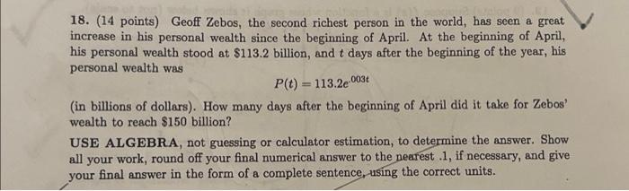 Solved Geoff Zebos, the second richest person in the world, | Chegg.com