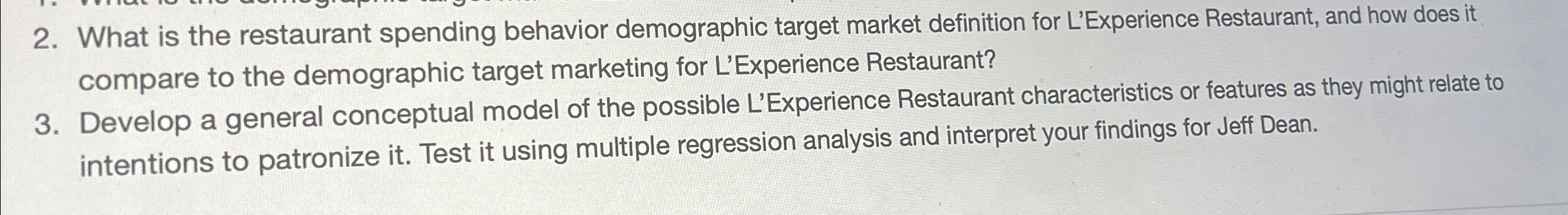Solved What is the restaurant spending behavior demographic | Chegg.com