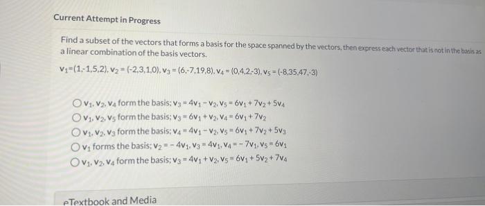 Solved Find a subset of the vectors that forms a basis for | Chegg.com