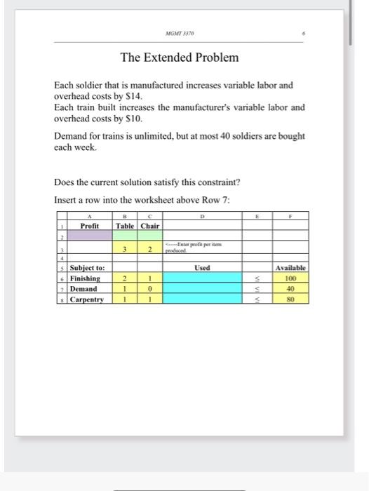 Solved Excel can be used to find the solution to an LP | Chegg.com