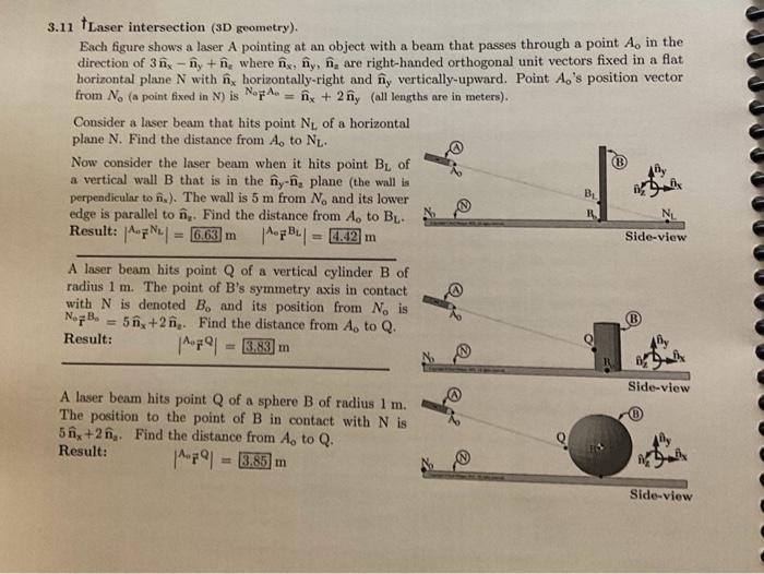 Solved Each figure shows a laser A pointing at an object | Chegg.com