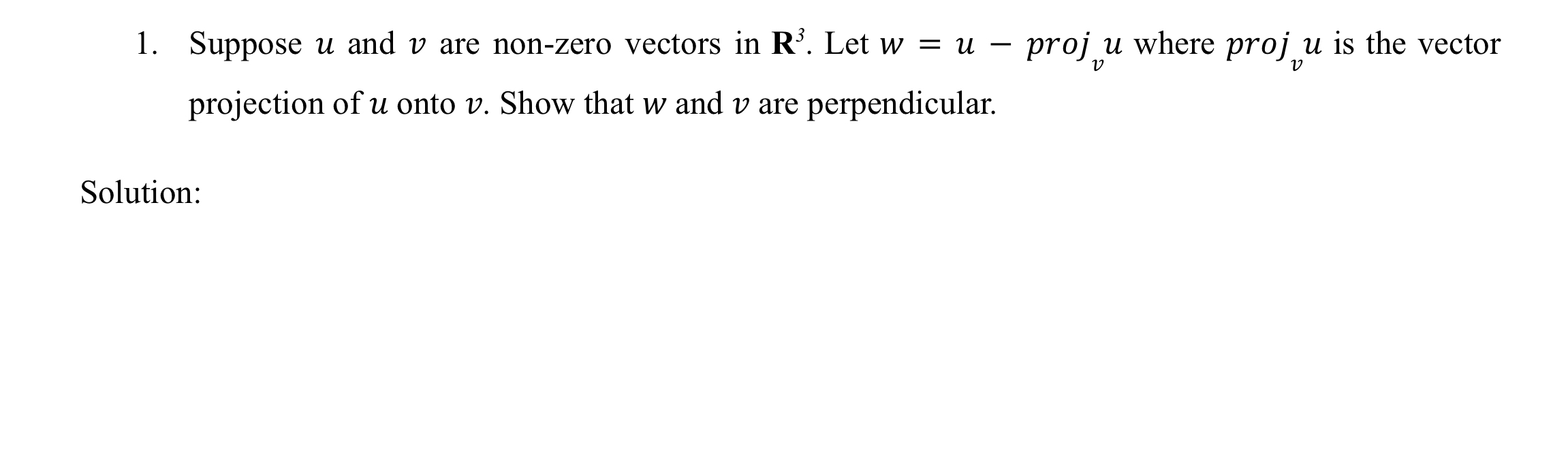 Suppose U ﻿and V ﻿are Non Zero Vectors In R3 ﻿let