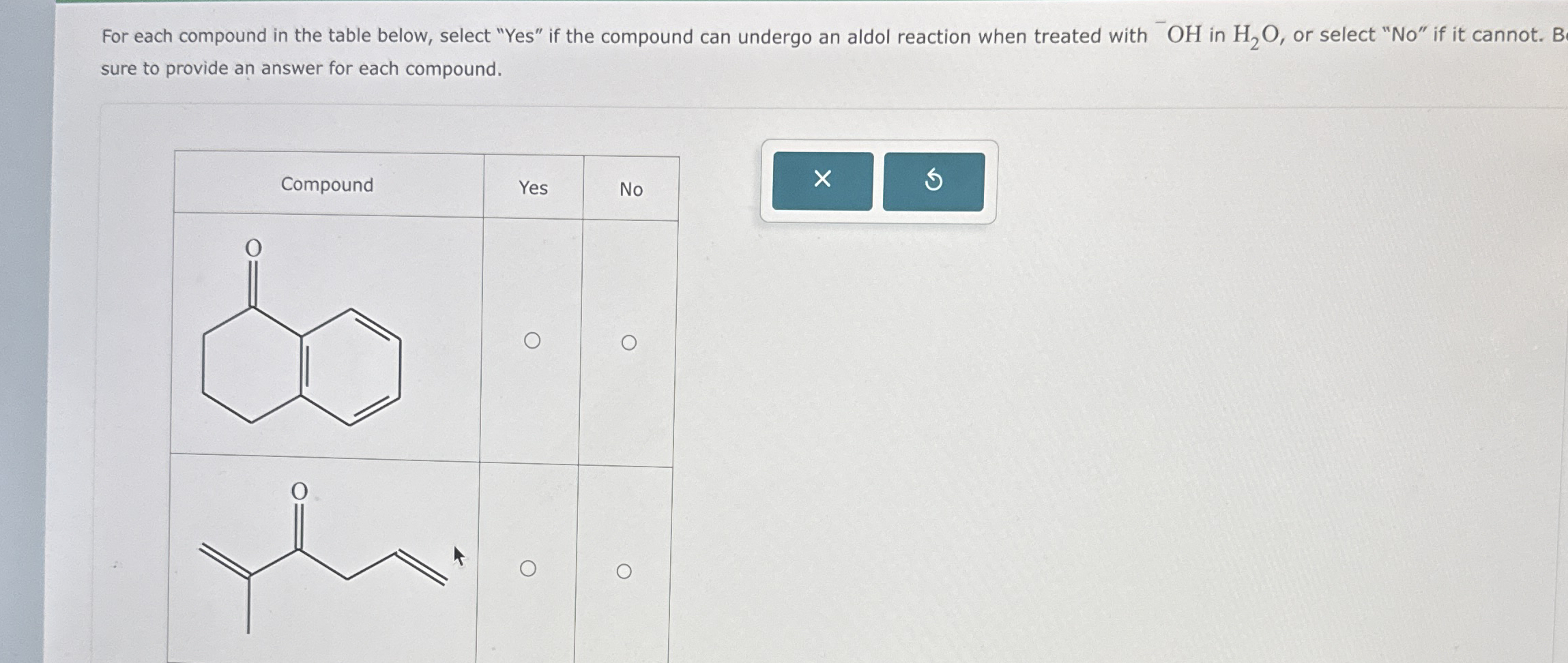 Solved For each compound in the table below, select "Yes" if | Chegg.com