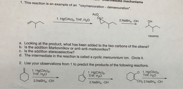 Solved mechanisms 1. This reaction is an example of an | Chegg.com