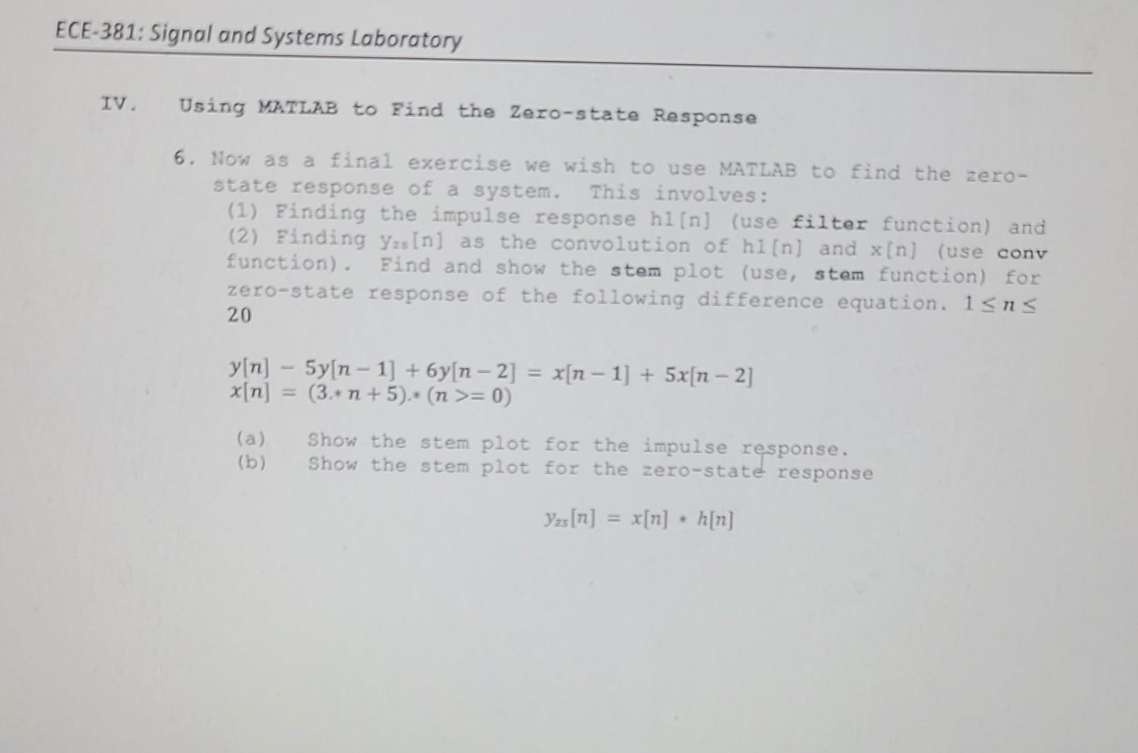 ECE 381: Laboratory 6 Discrete Time difference | Chegg.com