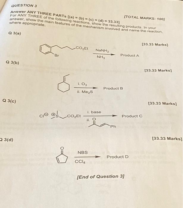 Solved QUESTION 3 Answer ANY THREE PARTs [(a)=(b)=(c)=(d)= | Chegg.com