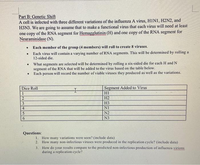 Solved Part B: Genetic Shift A cell is infected with three | Chegg.com