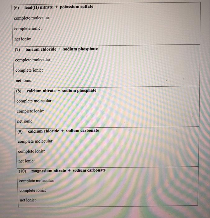 Solved Part II: Write the molecular, complete ionic, and net | Chegg.com